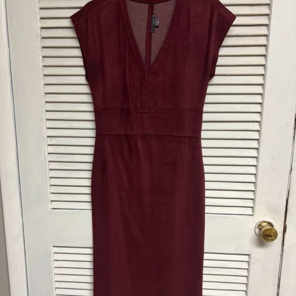 Level 99 | Dresses | Level 99 Maroon Faux Suede Dress Knee Length Size ...